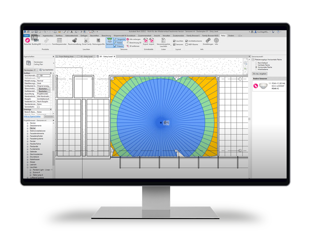 ReluxCAD for Revit – Lighting planning in Autodesk Revit
